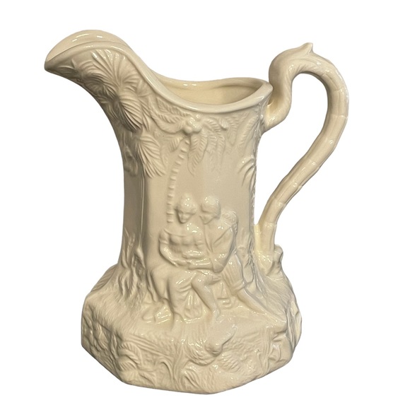 Accents | Vintage Paul And Virginia Relief Stoneware Ivory 7 38 Pitcher ...